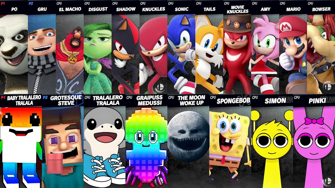 Sonic vs Mario vs Italian Brainrot vs Grotesque Steve vs Tralalero ...