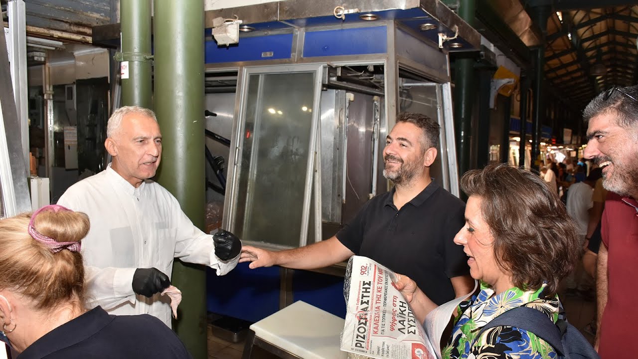 Περιοδεία του Γ. Πρωτούλη στη Βαρβάκειο Αγορά - YouTube