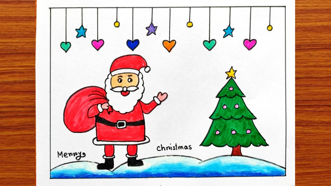 Merry Christmas card idea | Christmas card for school students | Easy ...