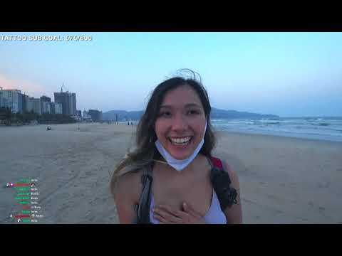 40 year old COOMER sniffs Jasmine at the beach
