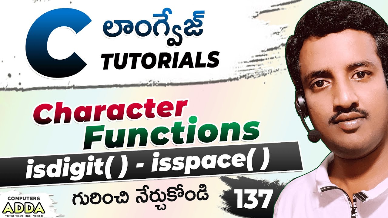 137👉Two Dimensional Array in C-Language Telugu || Character Functions -2 || IsDigit & IsSpace ...