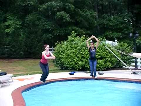 fun in the pool in the rain - YouTube