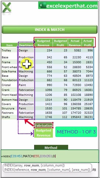 Index Match Function MS Excel-(V052) - YouTube