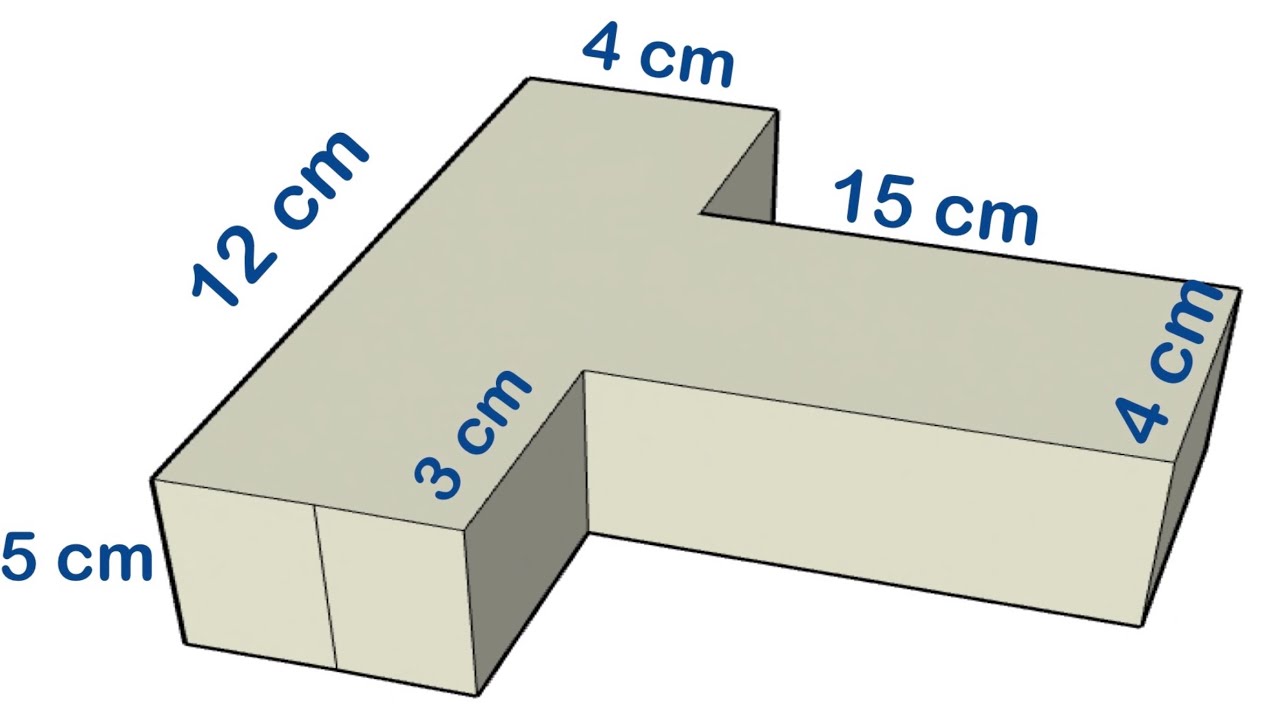 Volume and surface area of T shape prism - YouTube
