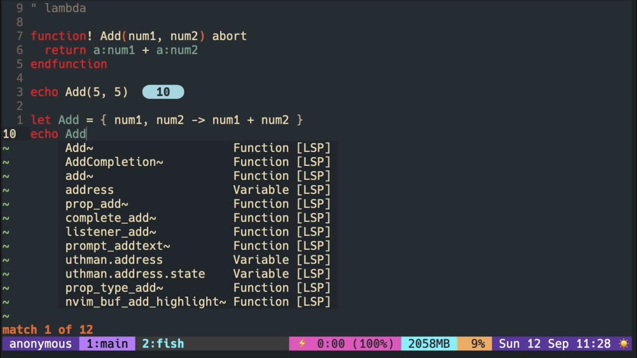 Vimscript Tutorial: Function ( lambda expression ) - YouTube
