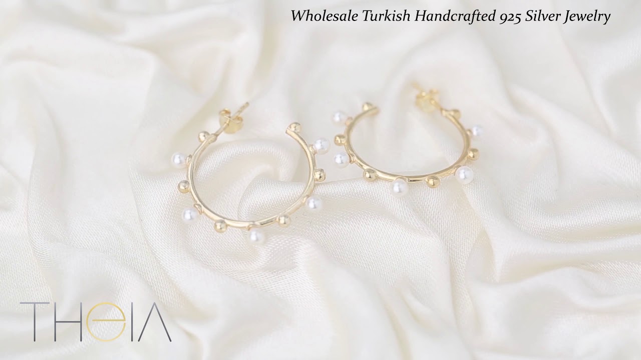 Push Back Pearl Hoop Earring Turkish Wholesale Handmade 925 Sterling ...