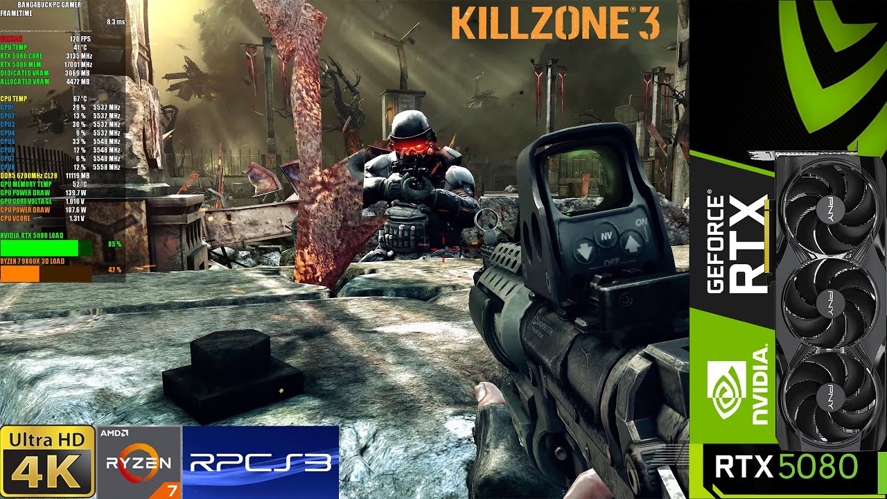 KillZone 3 RPCS3 Emulator 4K 120FPS | RTX 5080 | R7 9800X3D 5.6GHz - YouTube