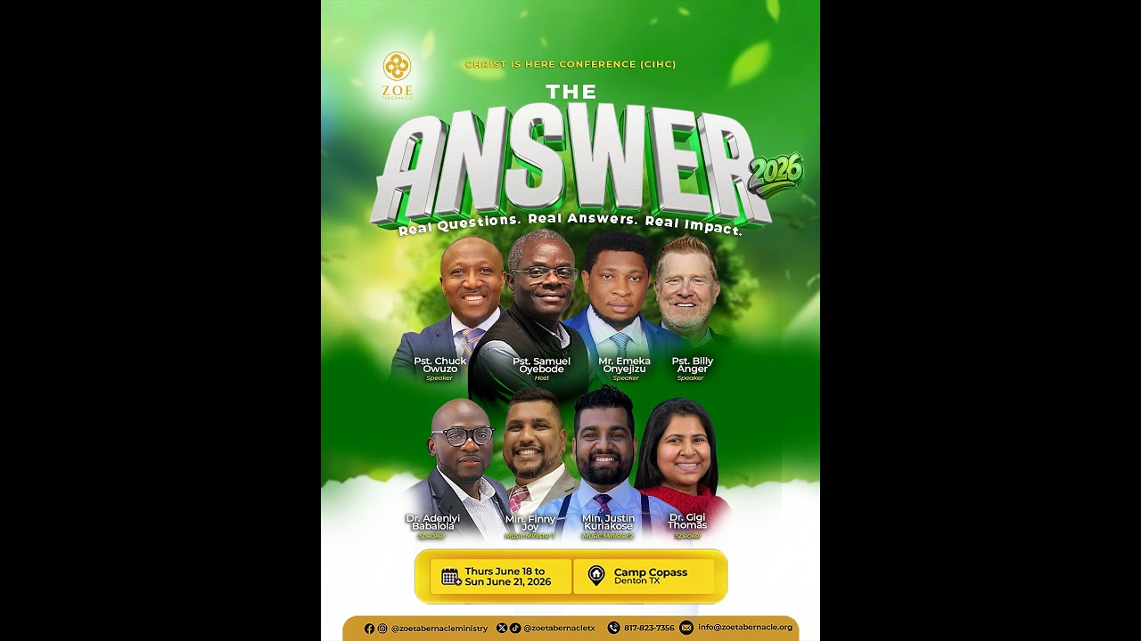 THE ANSWER IS HERE! || ZOE TABERNACLE || CHRIST IS HERE CONFERENCE ...