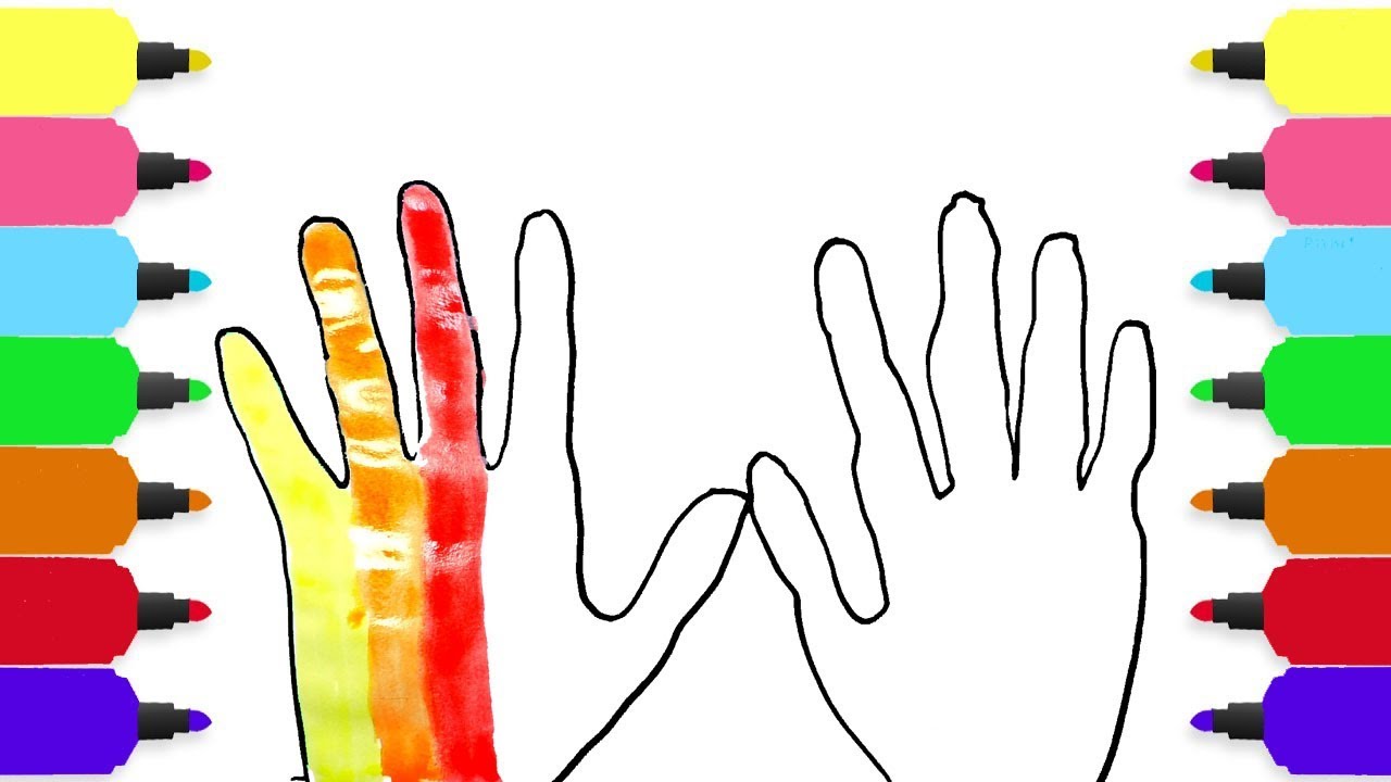 How to Draw Colorful Hands Learning Coloring Pages Learn Colors For ...