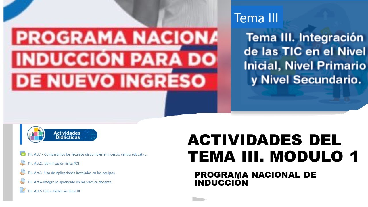 ACTIVIDADES DEL TEMA III MODULO 1. PROGRAMA NACIONAL DE INDUCCIÓN 2023 ...