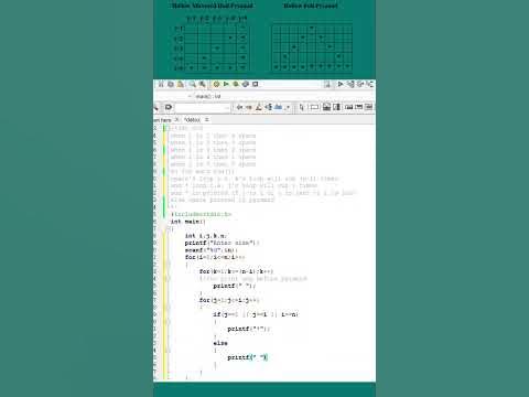 #53 Hollow mirror half pyramid to hollow full pyramid star pattern || C Program #shorts #coding ...
