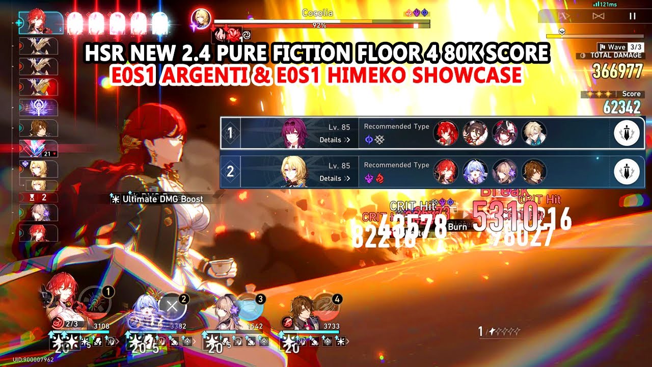 HSR New 2.4 Pure Fiction Floor 4 80k Score - E0S1 Argenti & E0S1 Himeko ...