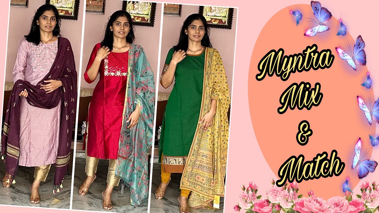 Myntra Kurtis and dupattas|Online mix and match haul|myntra haul|Ramya ...