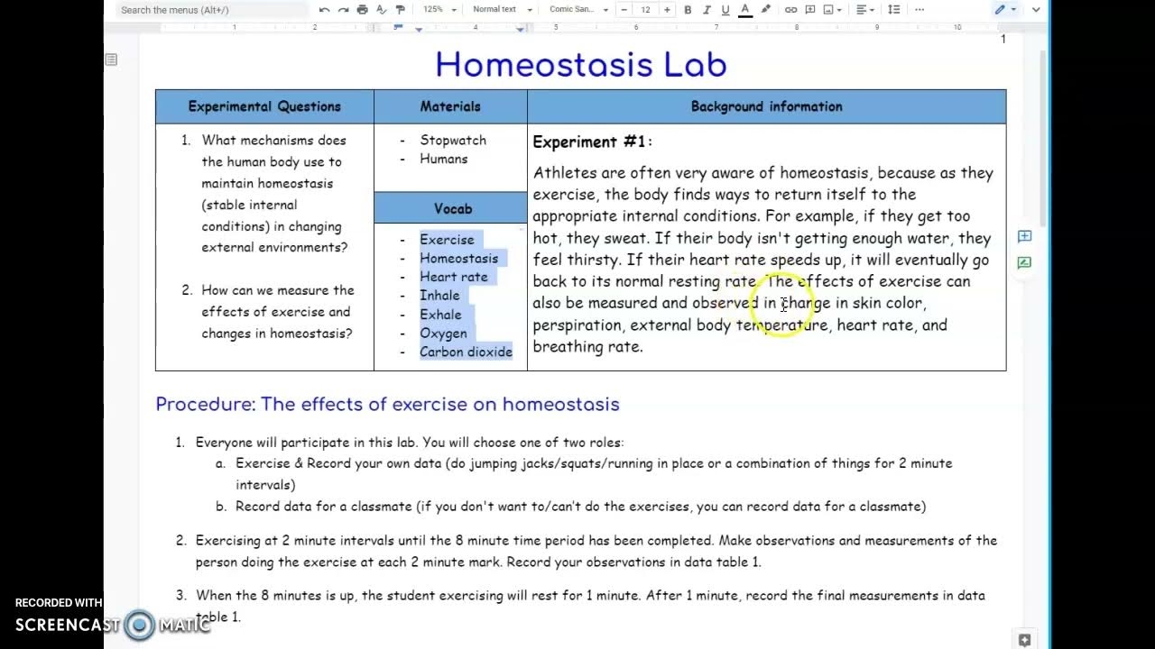 Homeostasis Exercise Lab Intro Video - YouTube