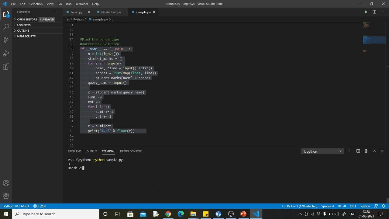 Find the Percentage | Hackerrank Solution | Python - YouTube