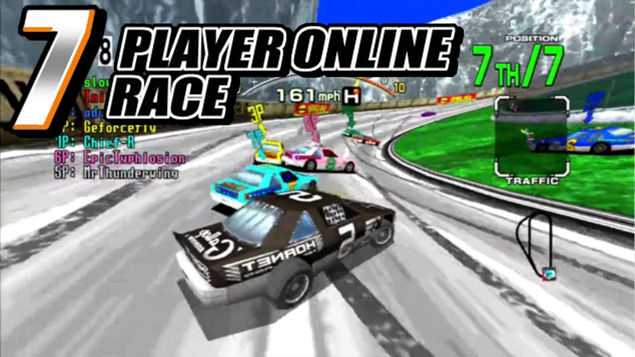 Daytona USA - 7 Player Online Race (777 Speedway Mirrored) - YouTube