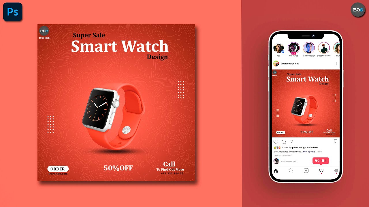 How To Make A Creative Smart Watch Poster Design In Photoshop ...