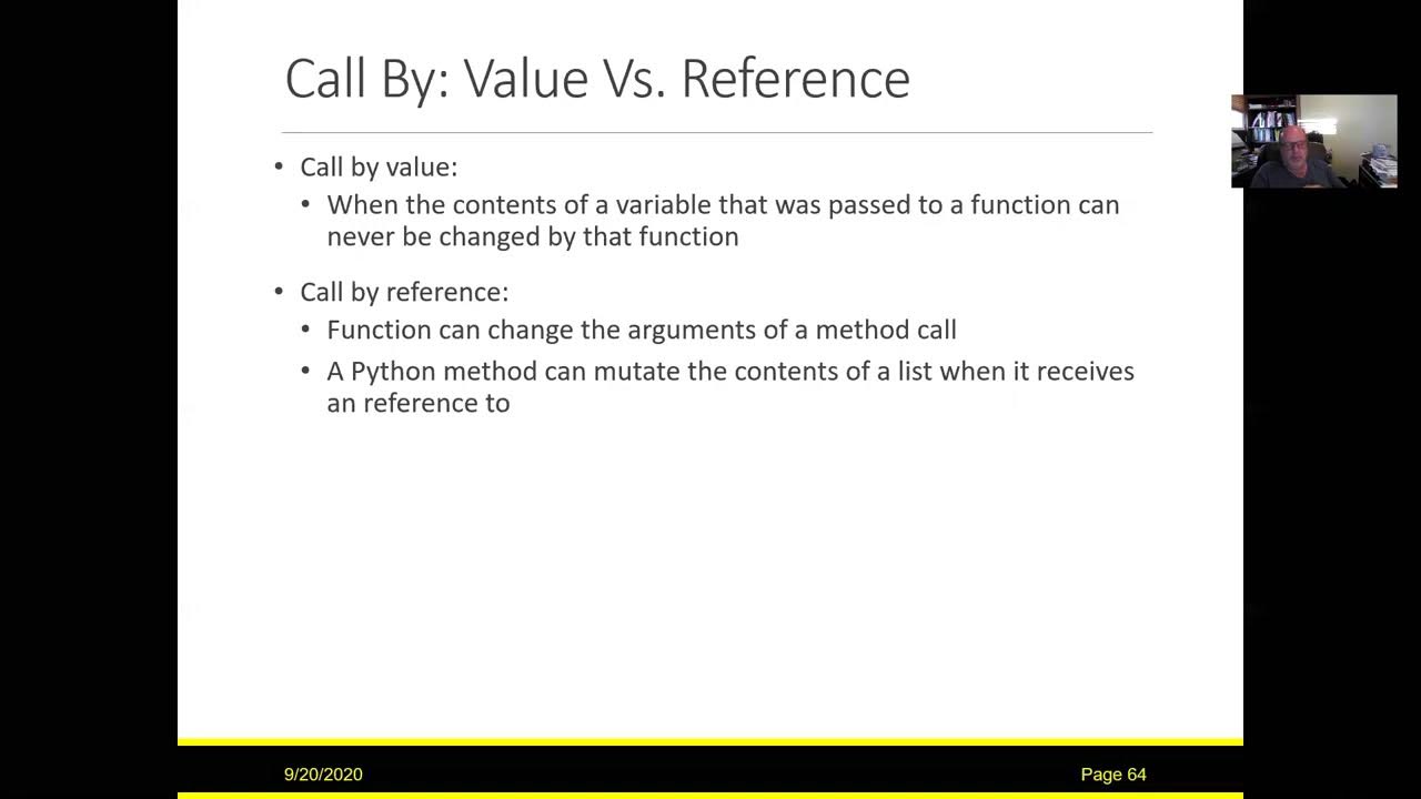 Chapter 6 Python Lists Part 6 Call By: Value Vs. Reference - YouTube