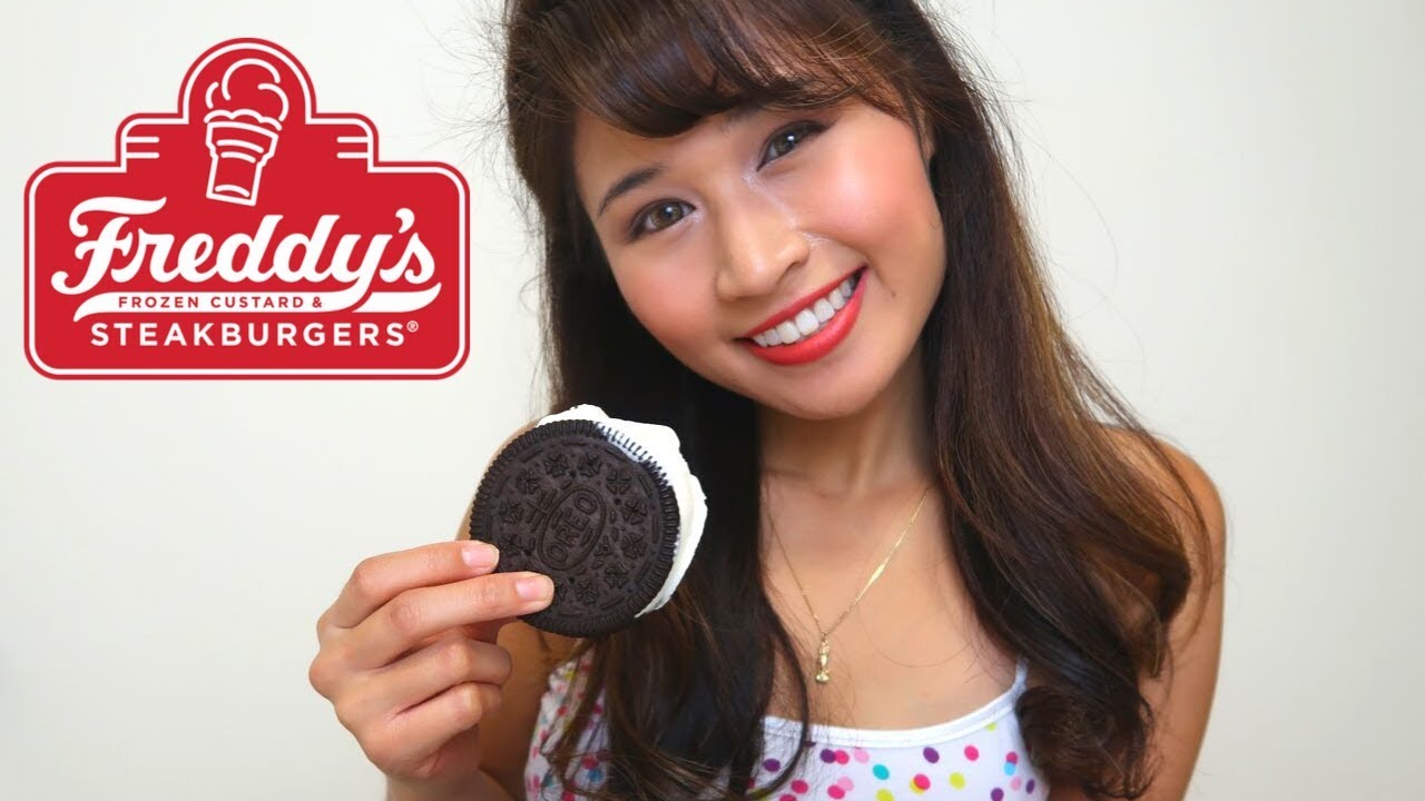 Trying Fast Food Freddy's Frozen Custard Oreo Ice Cream Sandwich! - YouTube