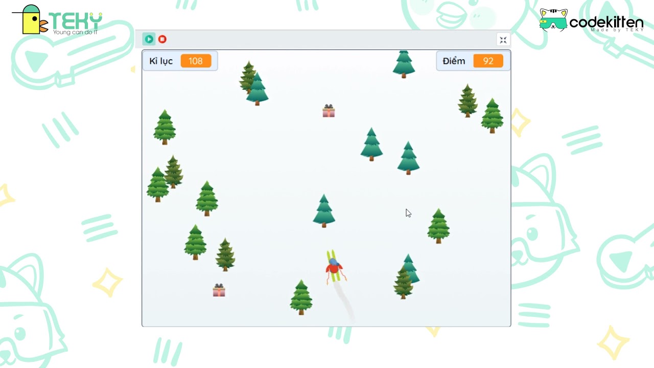 Hướng dẫn làm game "Trượt tuyết tránh vật cản" với Codekitten, nền tảng ...