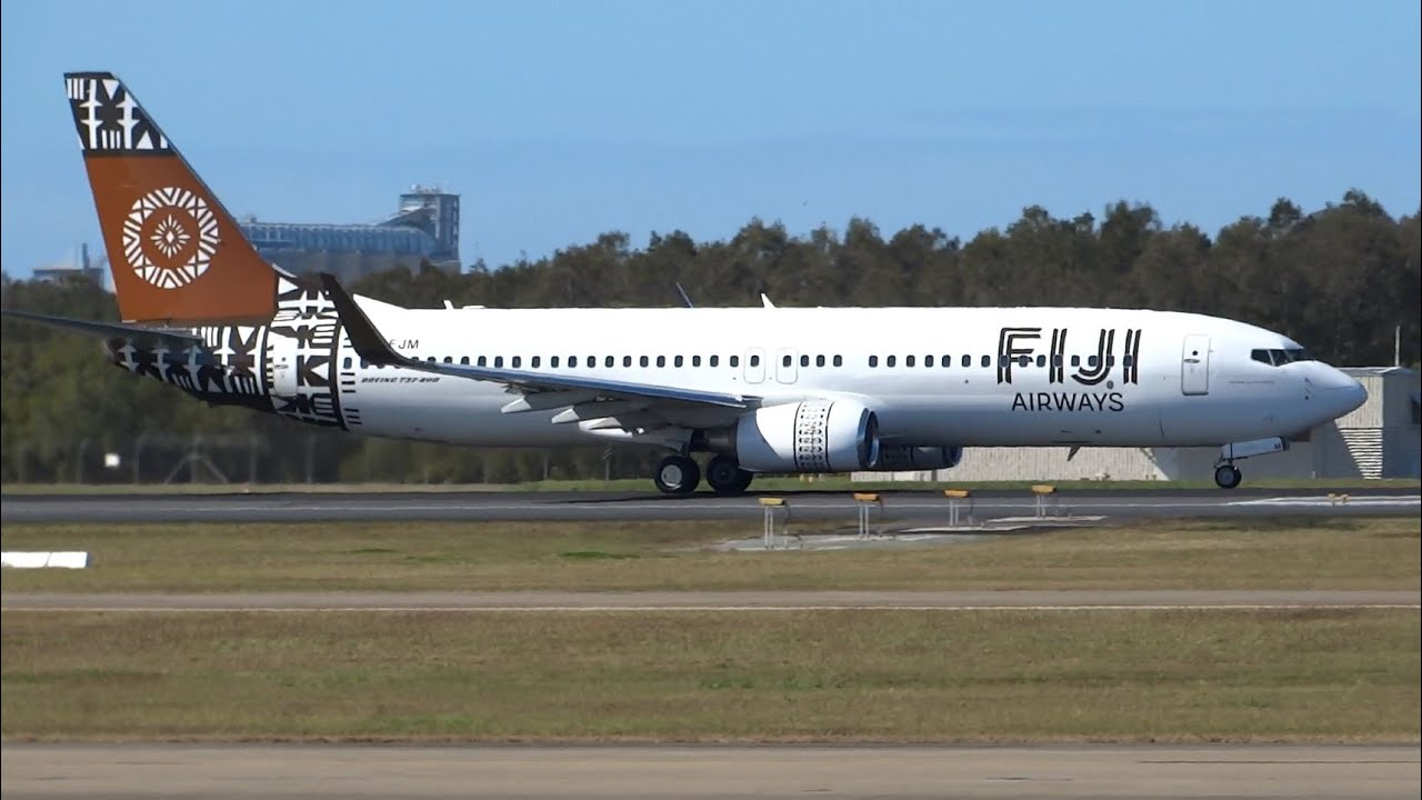 Fiji Airways Boeing 737-86J [DQ-FJM] | Taxi & Takeoff | Brisbane ...