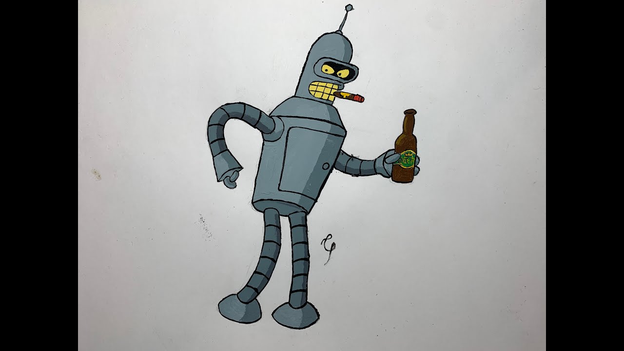 DIBUJANDO a BENDER from FUTURAMA | HOW to DRAW BENDER - YouTube