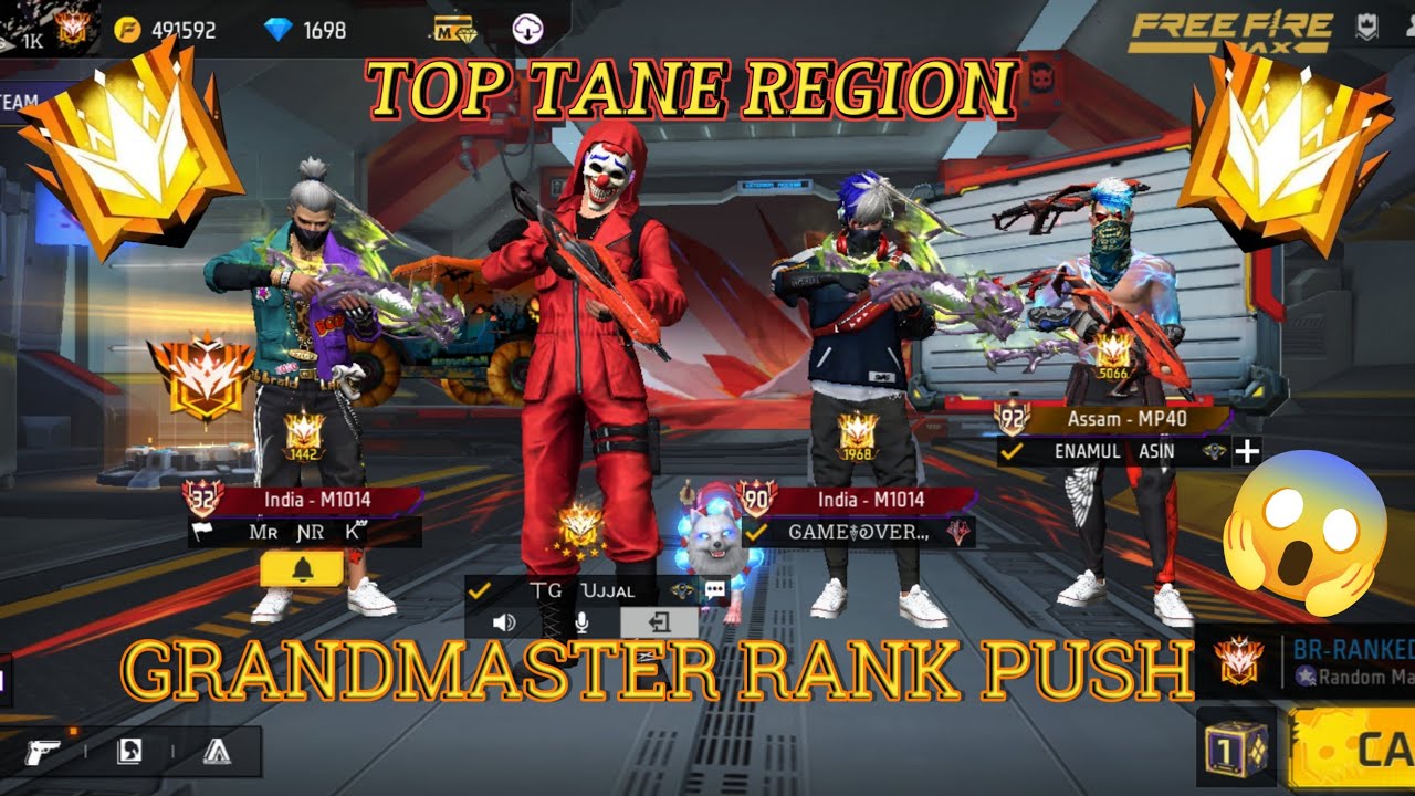 free fire grandmaster rank push/ top tane region - YouTube