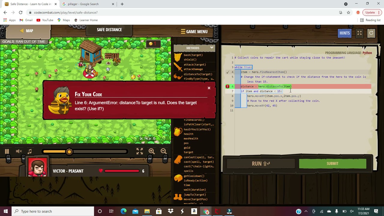 Safe Distance In Python Codecombat Youtube