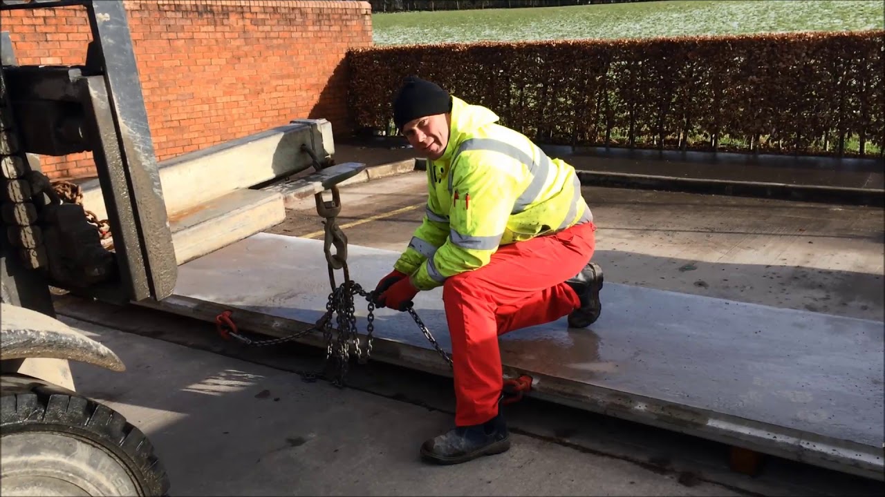 Lifting Prestressed Walls Panel with Forklift Moore Concrete - YouTube