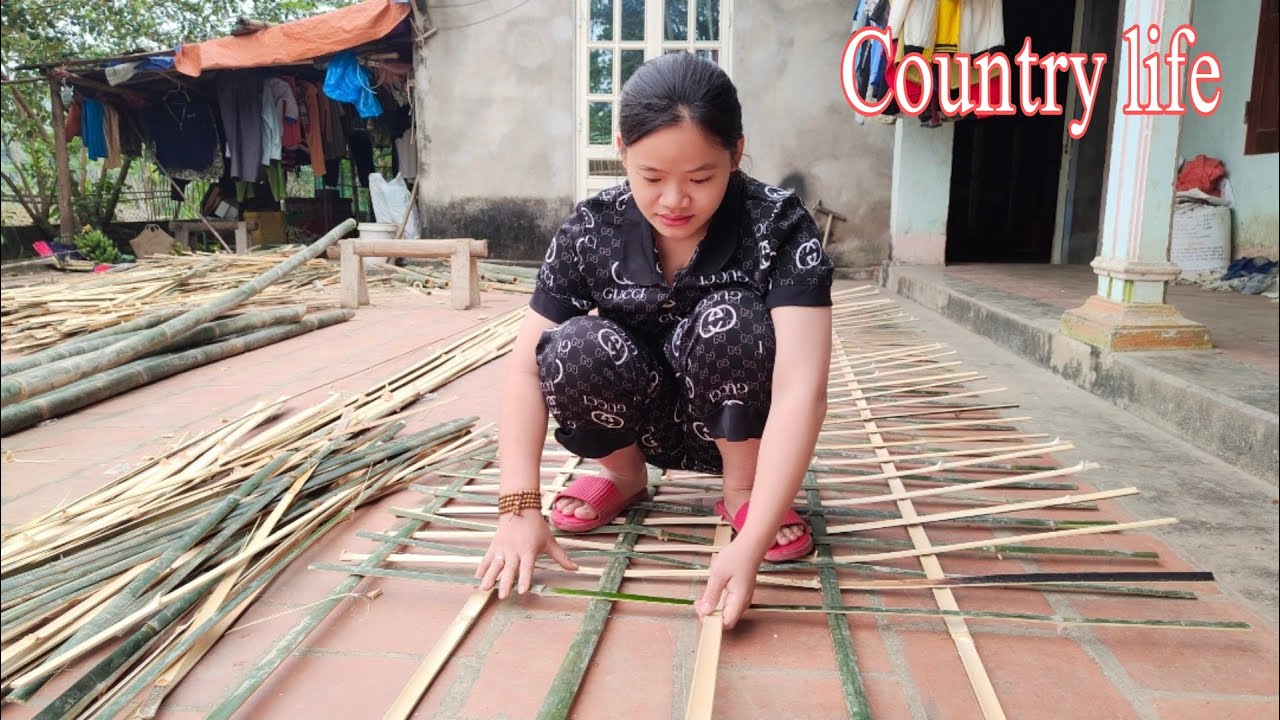 #6: Knitting bamboo fences, finishing fences for the new garden ...