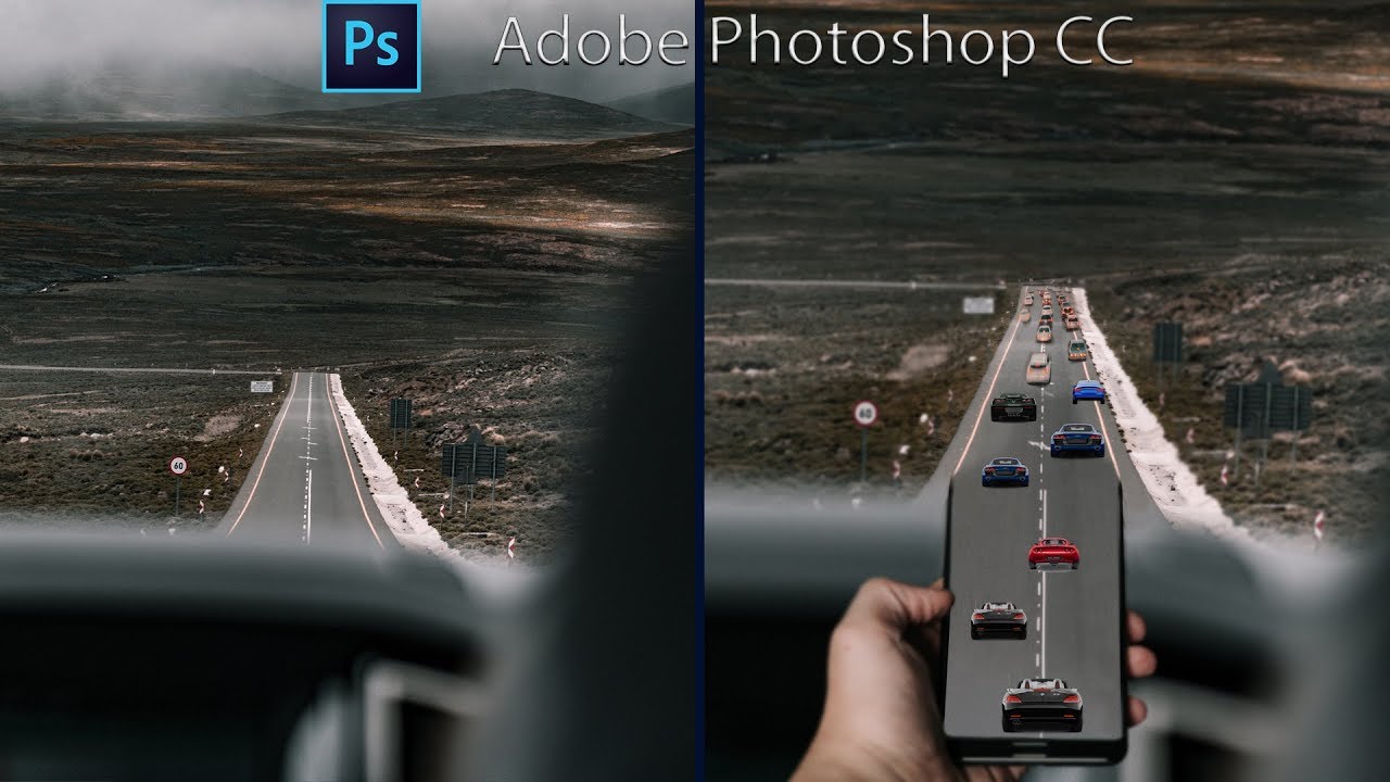 How to cars running on road below smartphone in Photoshop ! Photoshop ...