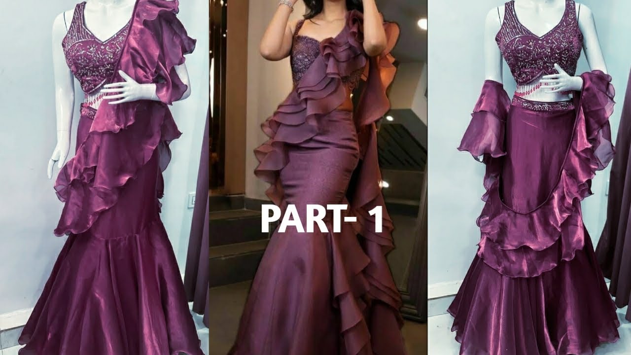 Mermaid skirt cutting and stitching/Fish cut skirt/ mermaid ruffle ...