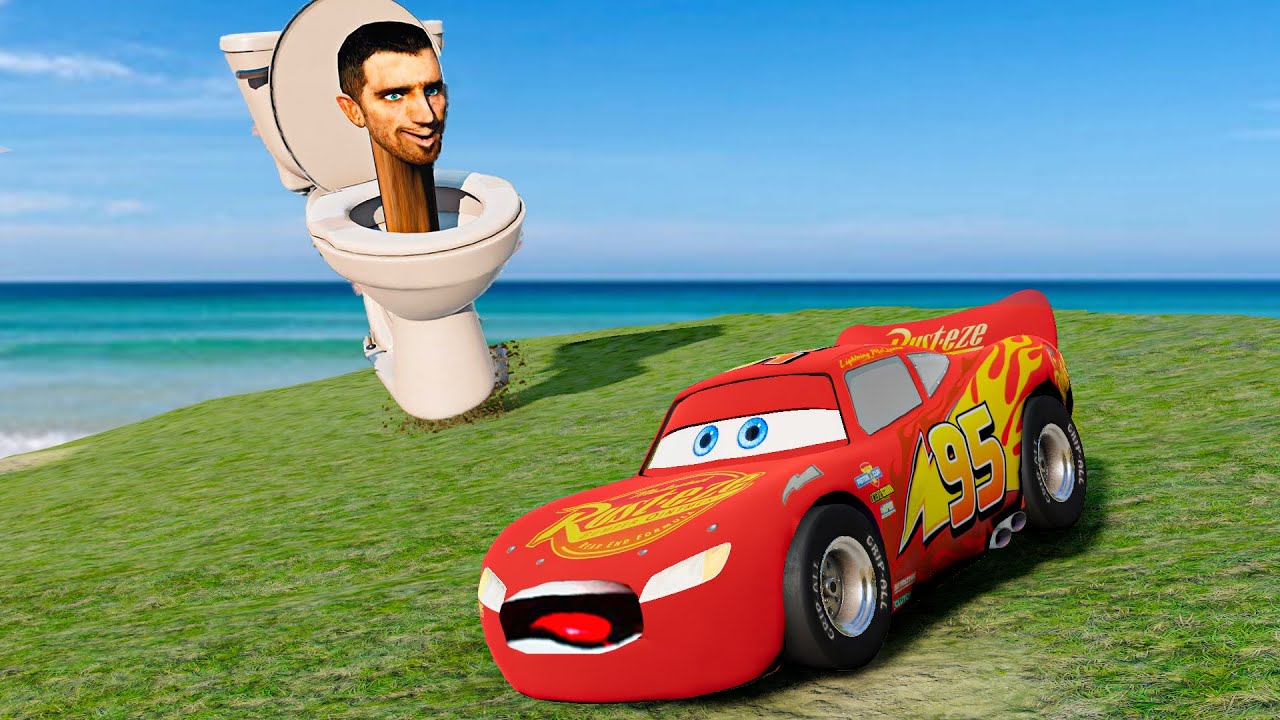 Angry SKIBIDI TOILET vs LIGHTNING MCQUEEN Friends Pixar Cars in BeamNG ...