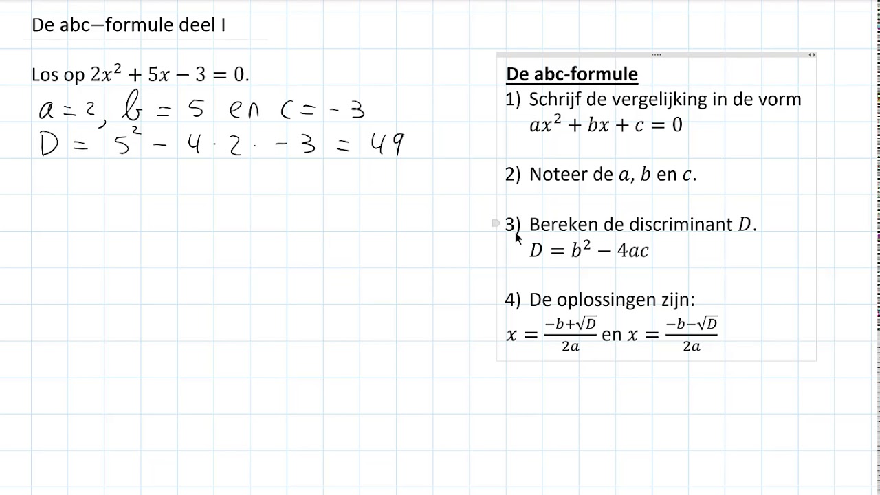 Oplossen met de abc-formule (3 HAVO) - YouTube