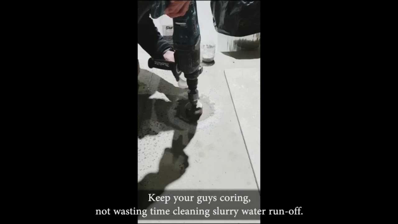 Using Slurry Dry to make Concrete Coring neater & cleaner - YouTube