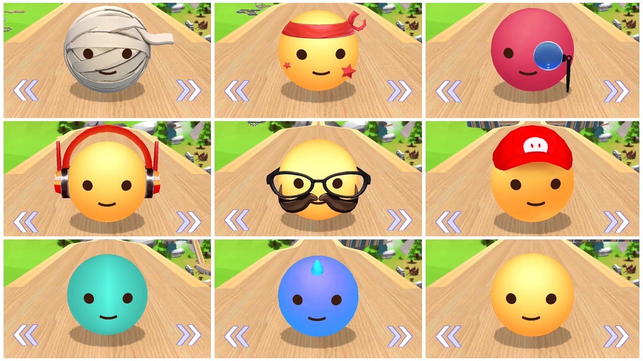 Smile face balls fun time - 9 beautiful balls challenge - sky rolling ...