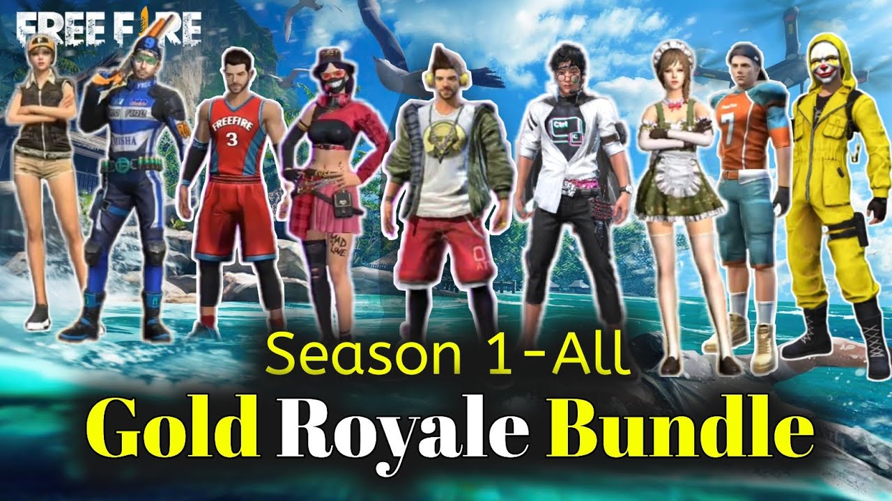 Free Fire All Gold Royale Bundle | Season 1 To All Gold Royale | Top ...