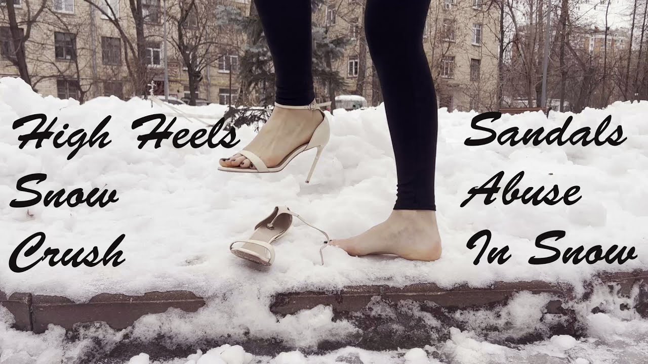 Snow Crush in High Heels, Walking on High Heels on Ice and Snow, High ...
