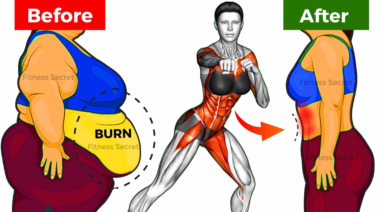 Best Standing Exercises For Small Waist & Hanging Belly Fat - YouTube