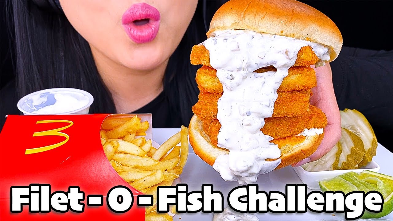 ASMR McDonald's QUADRUPLE FILET-O-FISH FOOD CHALLENGE MUKBANG (EATING ...