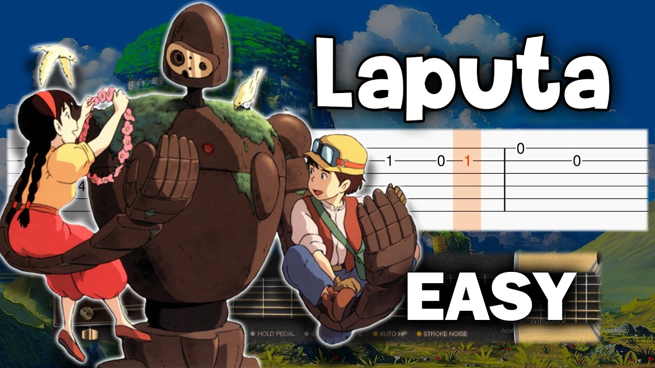 Laputa : Castle in the Sky - Main Theme - Guitar tutorial (TAB) - YouTube