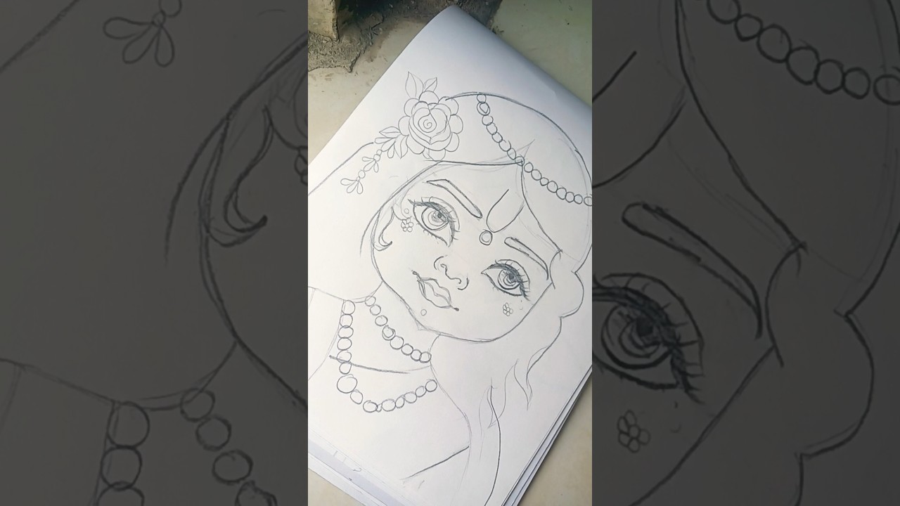 Radha Rani outline drawing. part 1 #love #art #song # drawing . Radhe ...