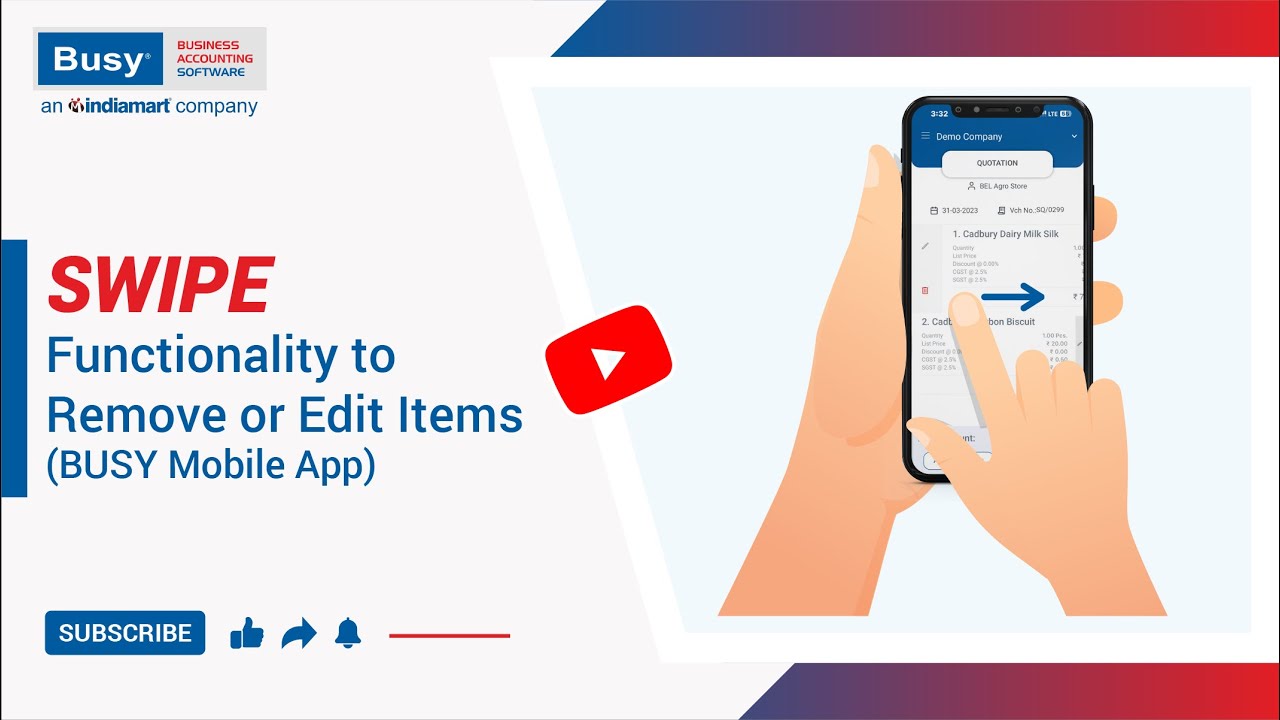 BUSY Mobile App | Swipe Functionality to remove or edit Items (Hindi ...