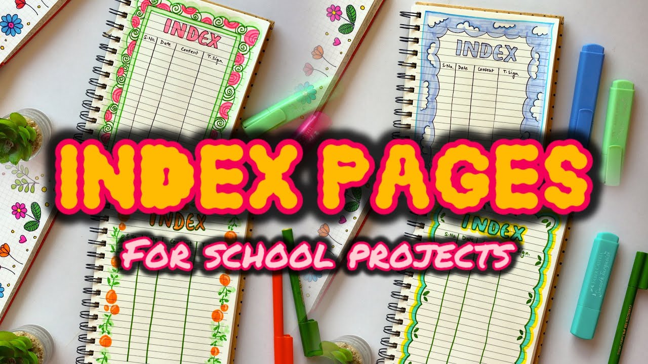 Easy Index Page Design for School Projects📚 |School Project ...