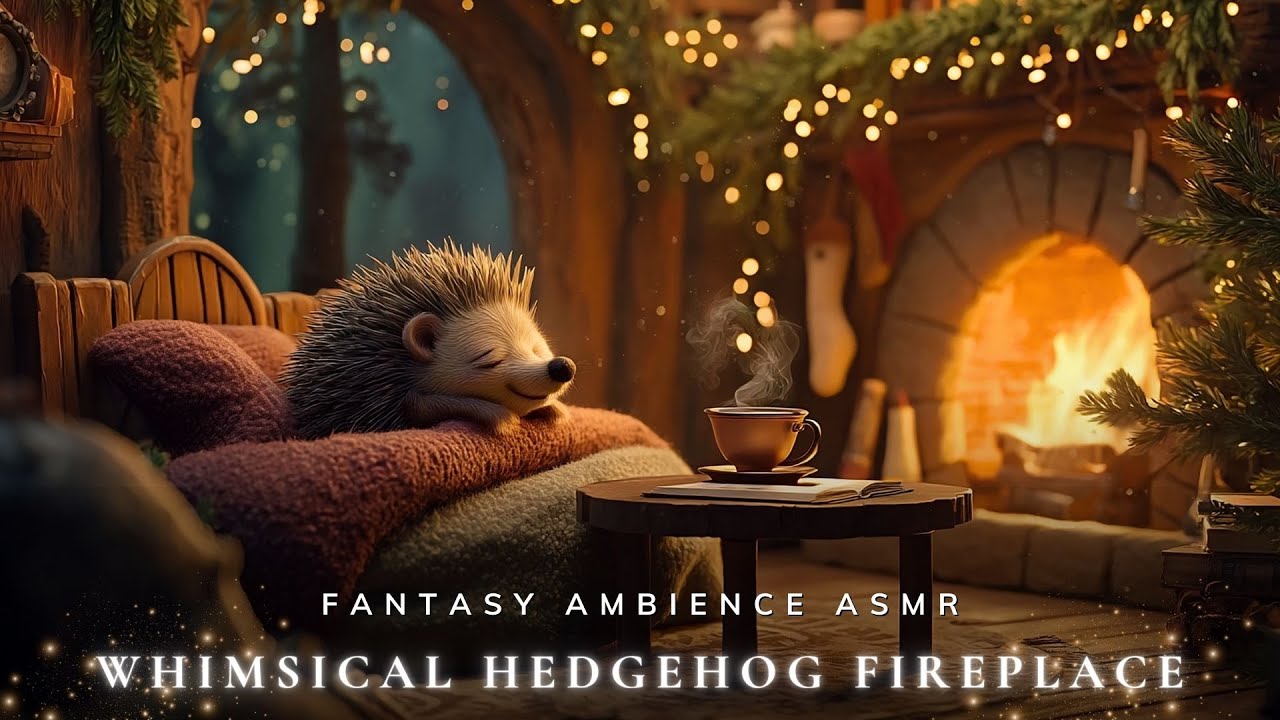 Whimsical Hedgehog Fireplace 🦔 Cozy Ambience with ASMR Sounds for Study ...