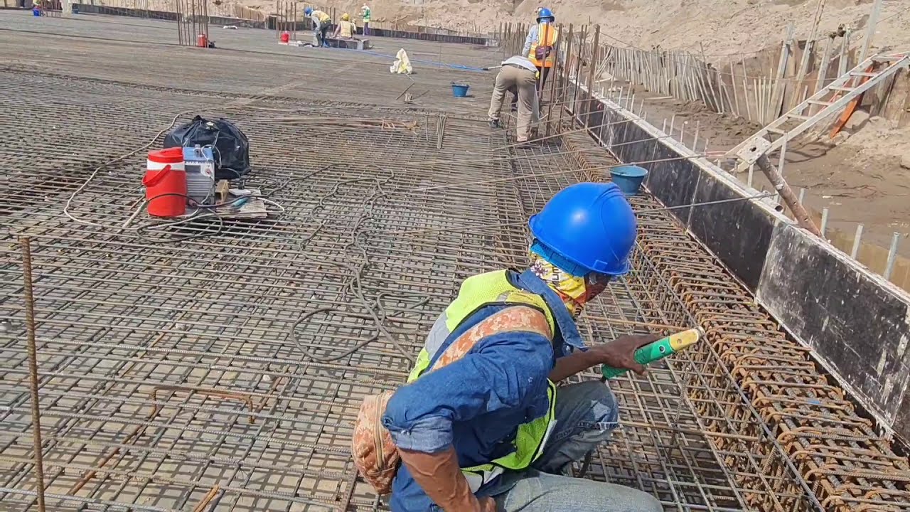 Installation of Steel Bars at Floor Slab - YouTube