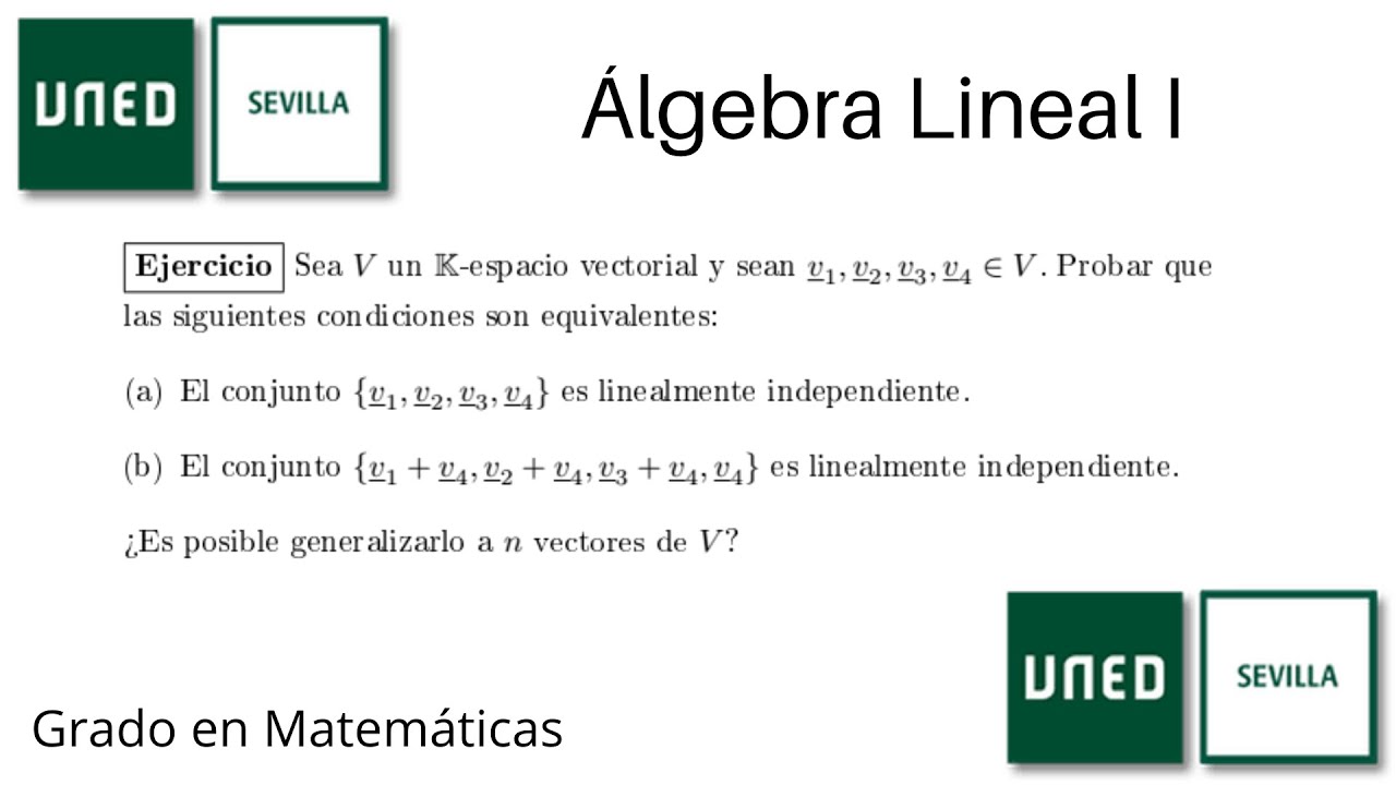 Equivalencia de independencia lineal entre conjuntos de vectores ...