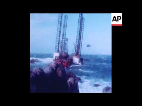 SYND 2 2 78 MEN RESCUED FROM STRANDED OIL RIG AT GUERNSEY - YouTube