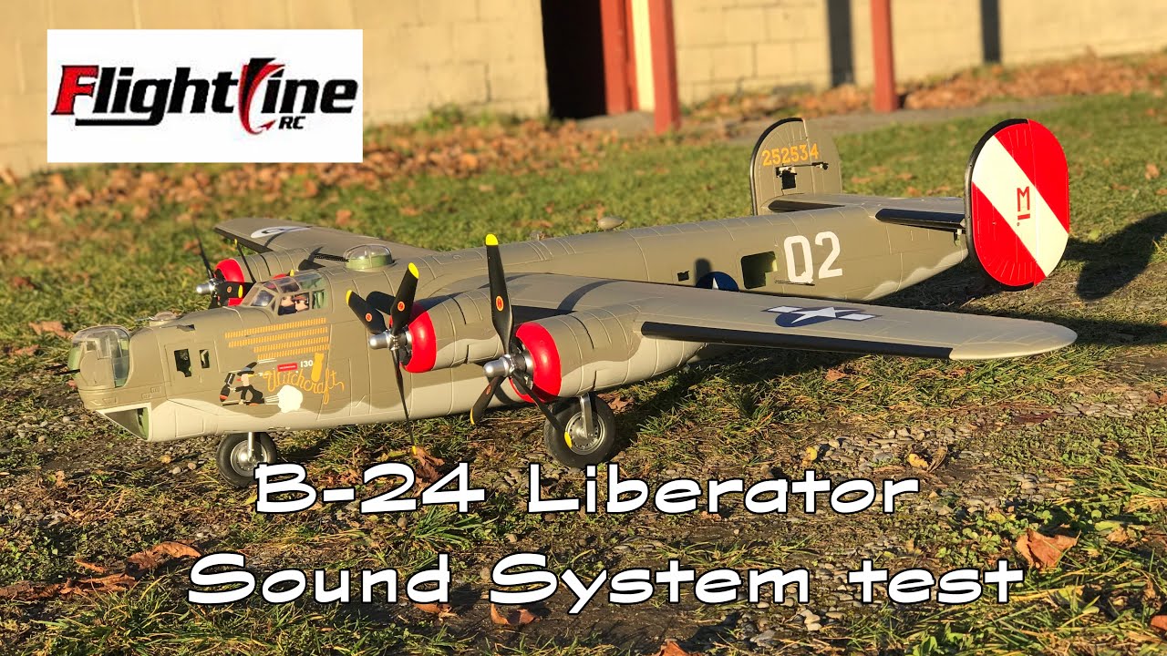 Flightline RC Consolidated B-24 Liberator 2000mm sound system test P&W ...