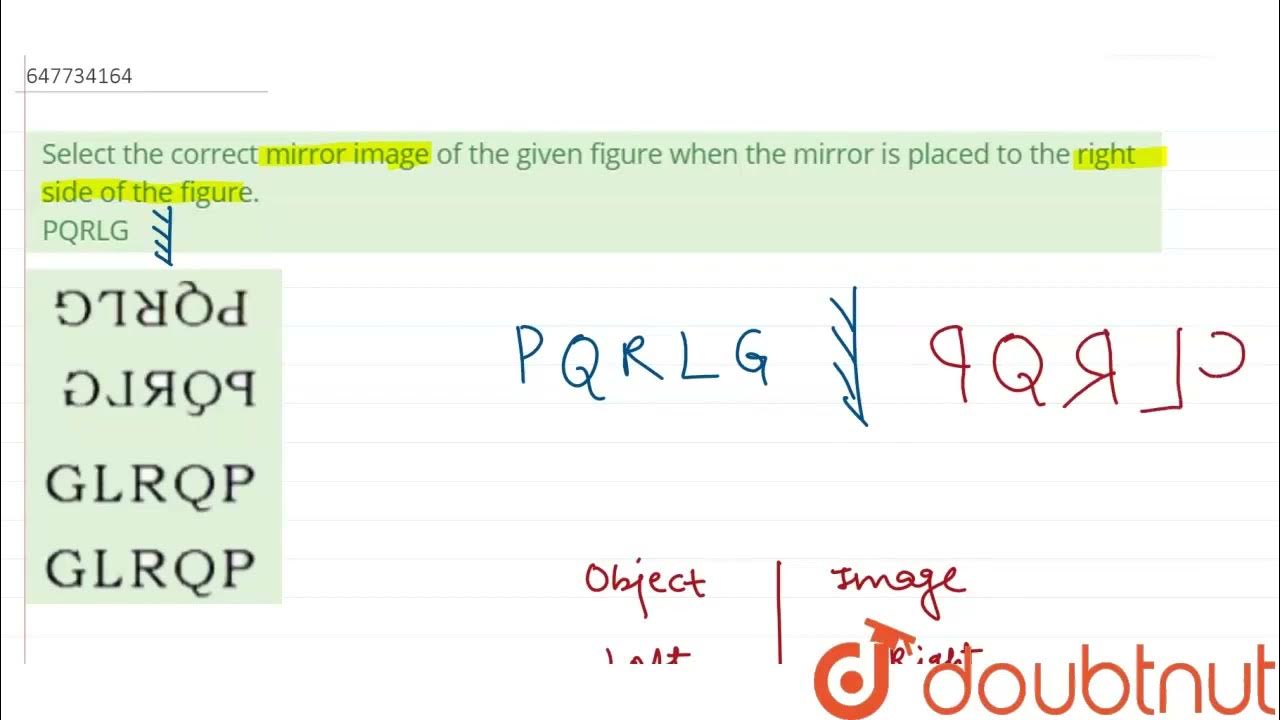 Select the correct mirror image of the given figure when the mirror is placed to the right side ...